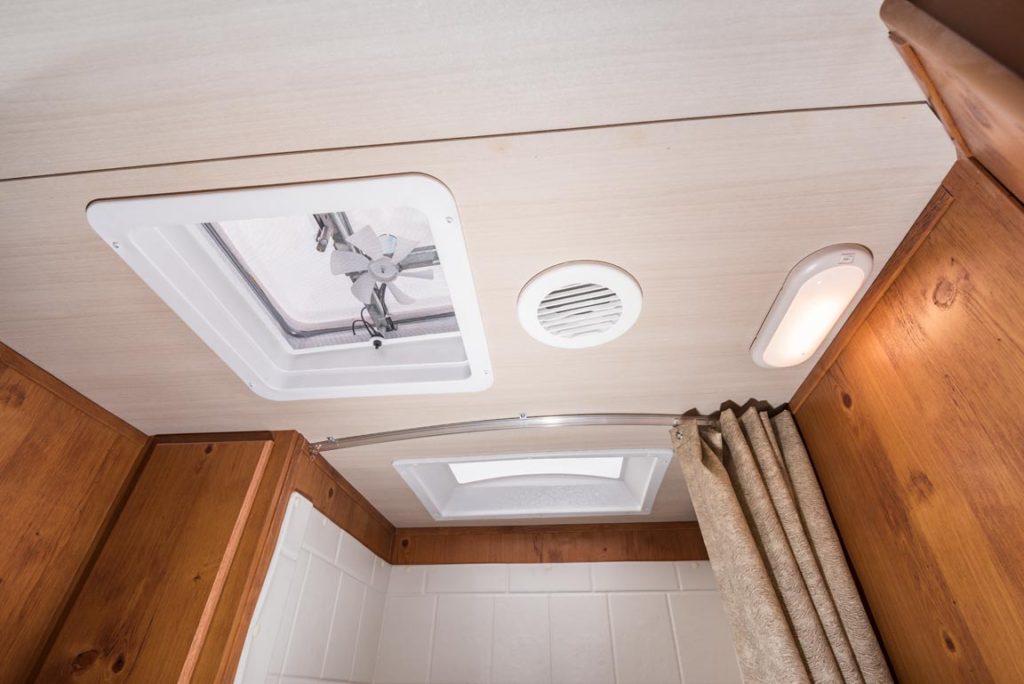 Take a tour of this Gulf Stream Coach Bath by looking up at the ceiling